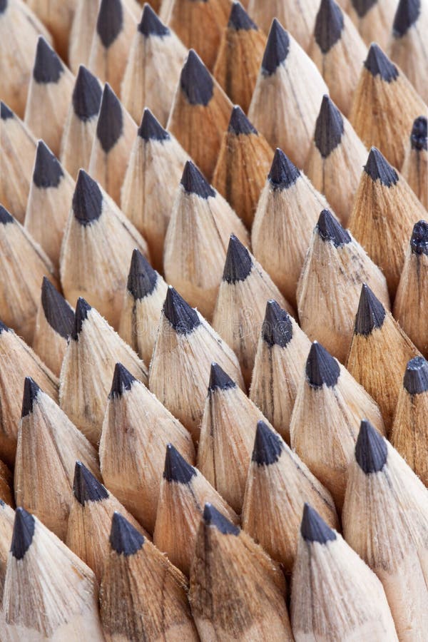 Rows of Sharp Ground Graphite Wooden Texture Pencil Nibs Stock Image ...