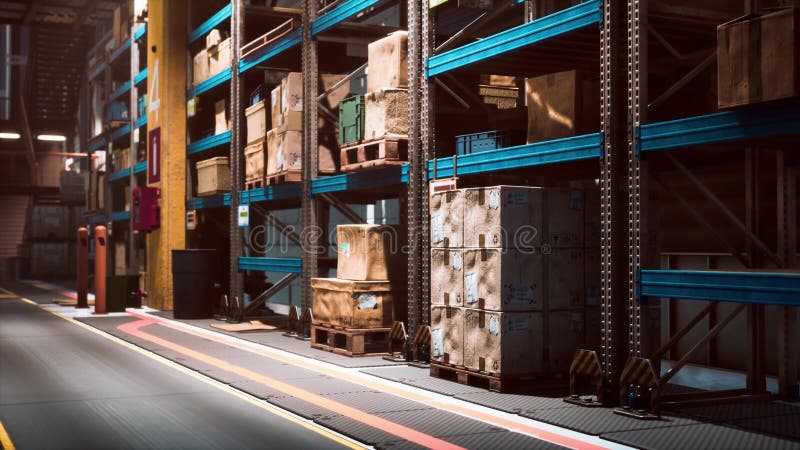 Rows of Shelves with Boxes in Warehouse 9 Stock Video - Video of shelf ...