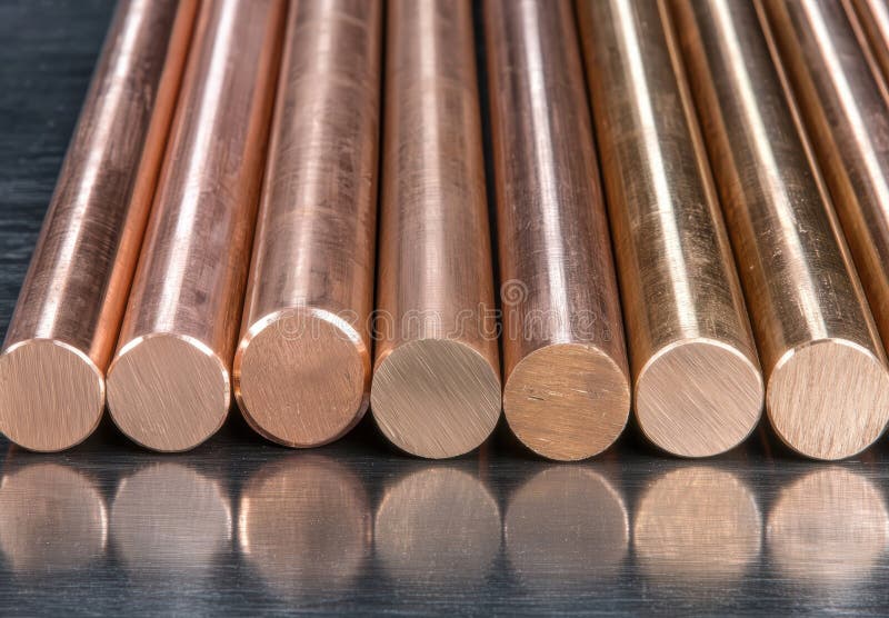 Rows of shiny copper rods. stock illustration. Illustration of material ...