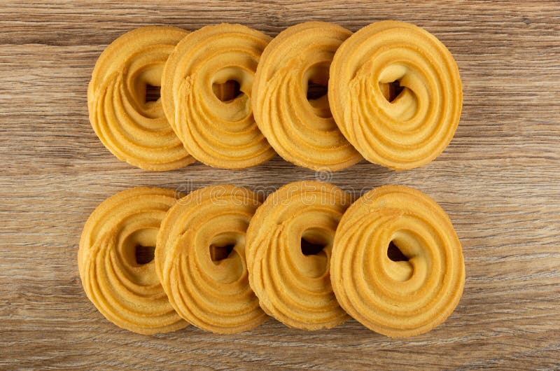 Rows of Shortbread Cookies in Form Ring on Table. Top View Stock Image ...
