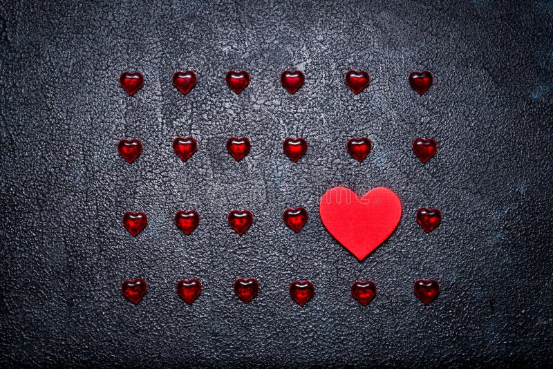 Rows of Small Plastic Hearts and Big Wooden One. the Concept of Stock ...
