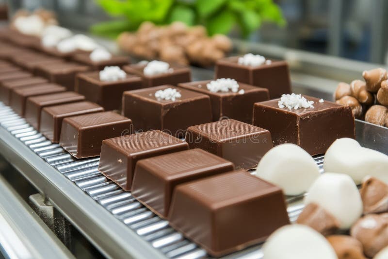 Rows Smooth Chocolate Bars Ready Packaging Confectionery Workshop Busy ...
