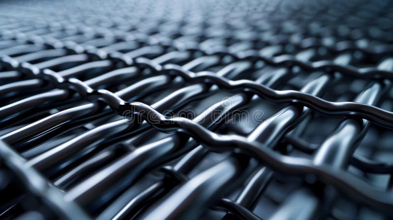 Rows of Smooth Shiny Steel Wires Resembling a Metallic Spider Web ...