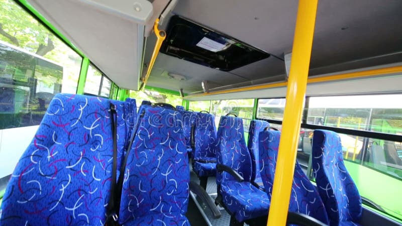 Rows of Soft Blue Seats Inside Saloon of Empty Stock Footage - Video of ...