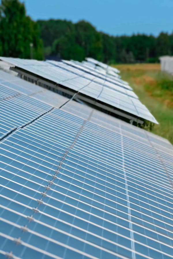 Rows of Solar Panels in a Field. Solar Power Plant. with Solar Panels ...