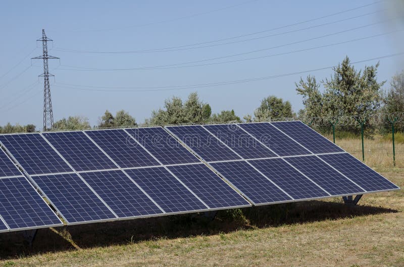 Rows of Solar Panels in a Field Stock Image - Image of simplicity ...