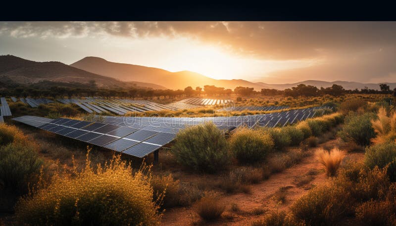 Rows of Solar Panels Generate Electricity Outdoors Generated by AI ... Rows of Solar Panels Generate Electricity Outdoors Generated by AI ...