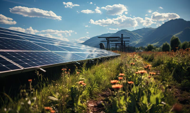Rows of Solar Panels Installed on a Field. Stock Illustration ...
