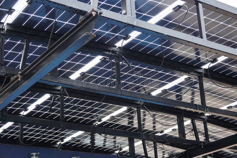 Rows of Solar Panels are Mounted on a Sturdy Metal Framework ...