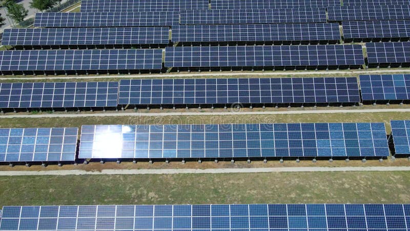 Rows of Solar Panels with Reflections of the Sun Stock Footage - Video ...