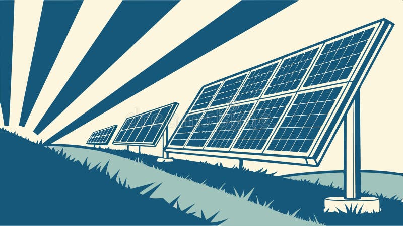 Rows of Solar Panels, Renewable Energy Technology Vector Design ...