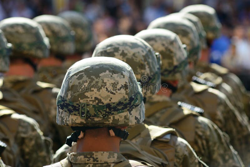 Rows of Soldiers in Helmets Editorial Stock Image - Image of people ...