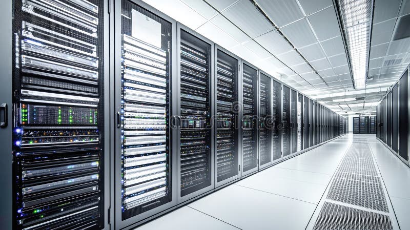 Rows of Sophisticated Servers Line the Room, Radiating Energy and ...