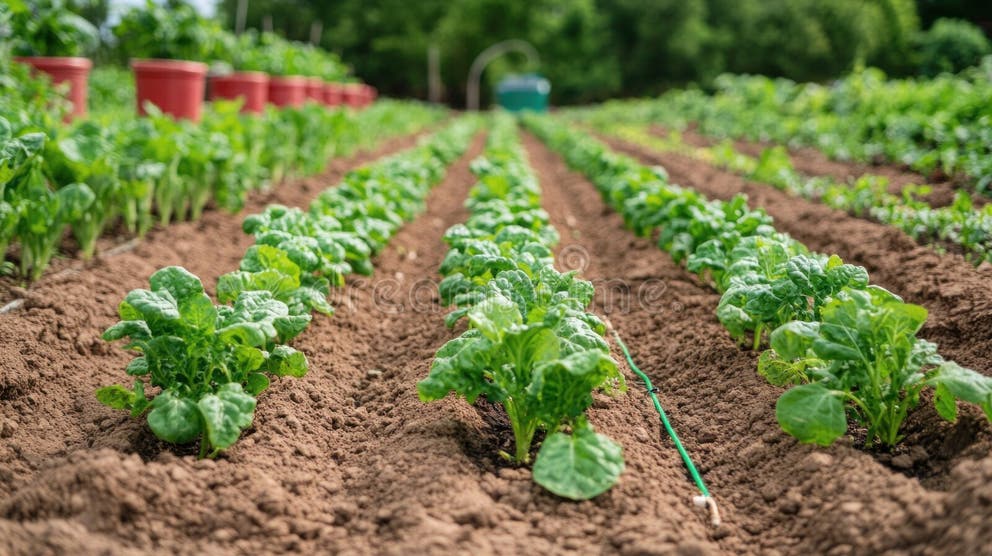 Rows of Spinach Growing in a Field on a Farm Stock Photo - Image of ...