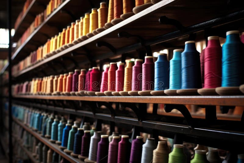 Rows of Spools on a Thread Rack in a Textile Factory Stock Image ...