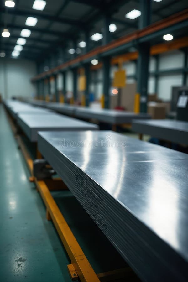 Rows of Stainless Steel Sheets, Warehouse Setting, Metal Warehouse ...
