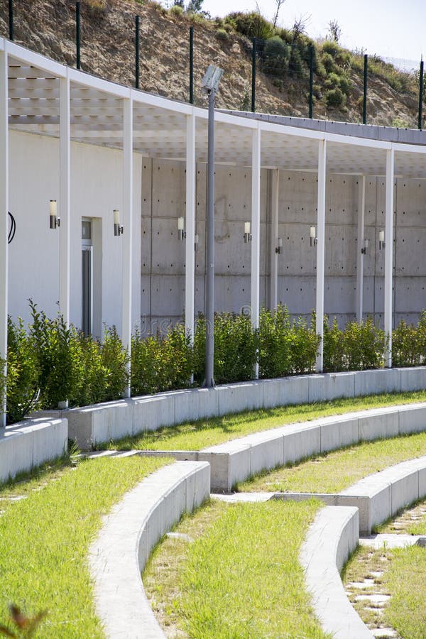 Rows of Stairs and Grass in the Amphitheater. Modern Architecture and ...