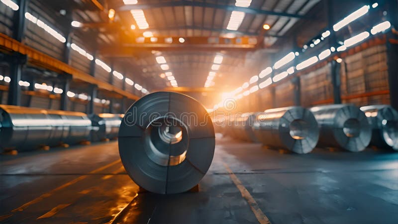 The Rows of Steel Coils in a Warehouse Stock Video - Video of rows ...