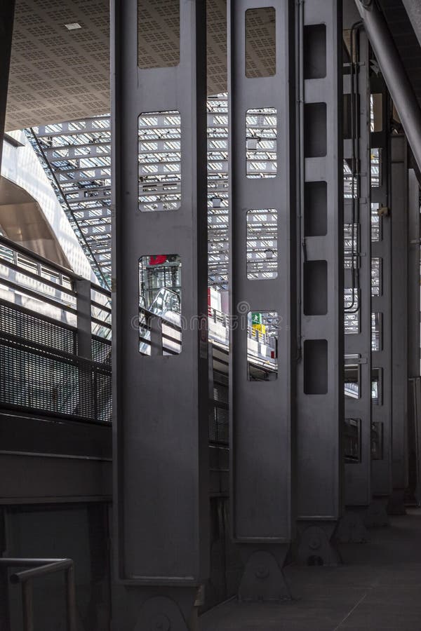Steel Columns and Steel Beams at Different Levels Stock Photo - Image ...