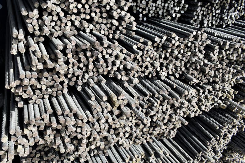 Rows of Steel Rod Storage and Stacking in the Warehouse for Industrial ...