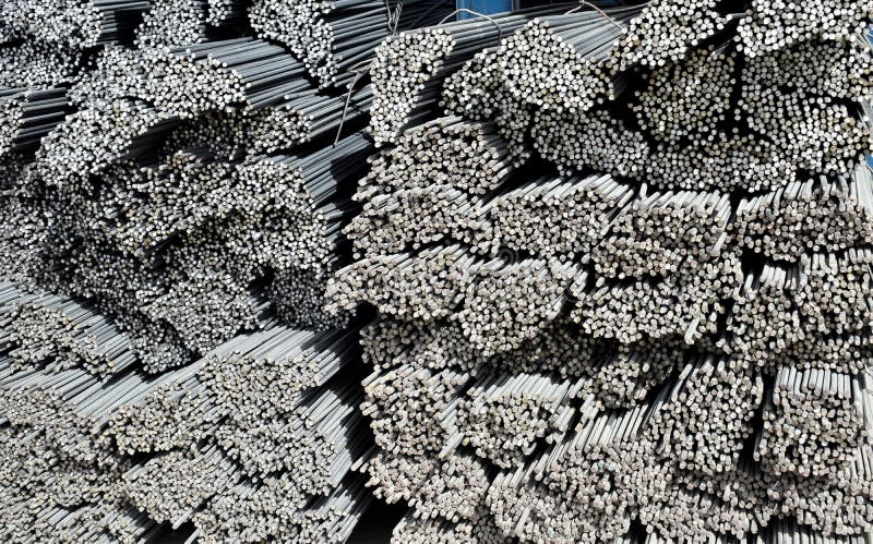 Rows of Steel Rod Storage and Stacking in the Warehouse for Industrial ...
