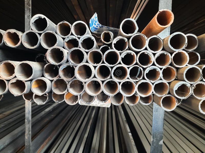 Rows of Steel Round Bar Storage and Stacking in the Warehouse for ...