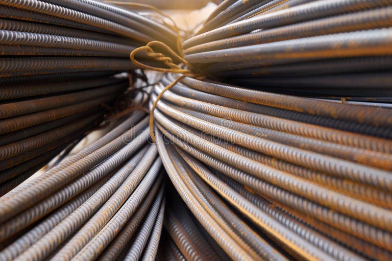 Rows of Steel Round Bar Storeage in Warehouse for Industrial ...