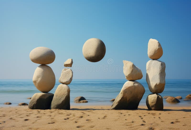 Rows of Stones Stack Up Ballance. Stock Photo - Image of stone ...
