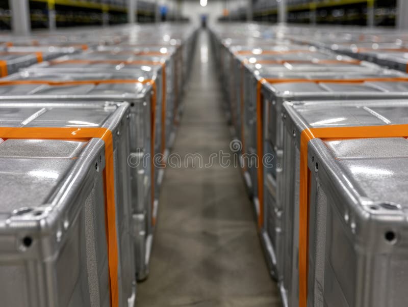 Rows of Storage Containers in a Warehouse Stock Illustration ...