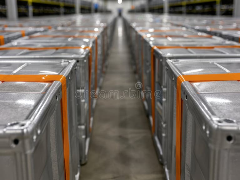 Rows of Storage Containers in a Warehouse Stock Illustration ...
