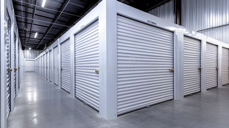 Rows of Storage Units Inside a Building, Often Used in Warehouses and ...