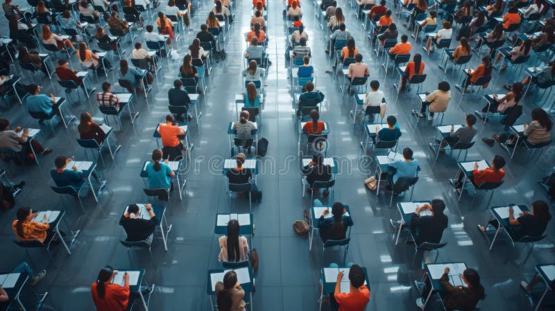 Rows of Students Seated in a Large Hall Writing an Exam.. AI Generated ...