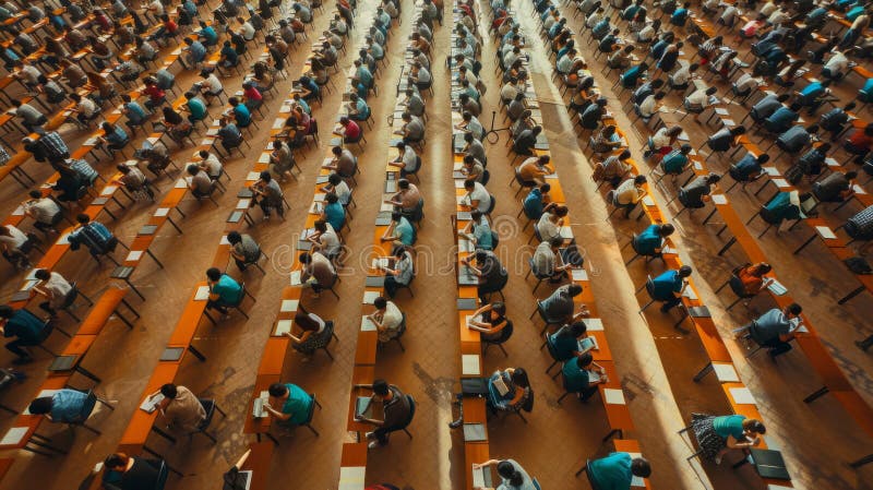 Rows of Students Seated in a Large Hall Writing an Exam.. AI Generated ...