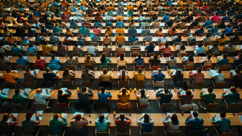 Rows of Students Seated in a Large Hall Writing an Exam.. AI Generated ...