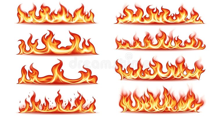 Rows of Stylized Flames in Various Shapes and Sizes, Displayed Against ...