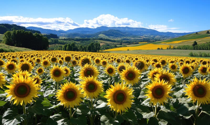 Rows of Sunflowers, Bright Blooms Stock Image - Image of sunflower ...
