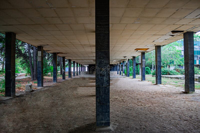 Columns at the Abandoned Factory Stock Photo - Image of wall ...
