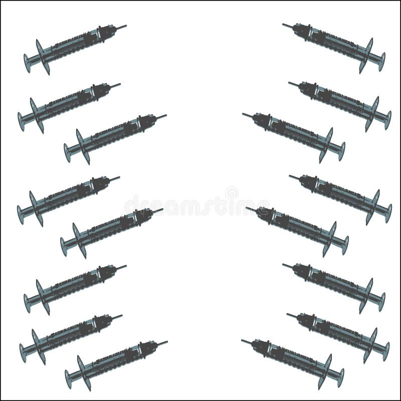 Rows of Syringes As Weapon Against Diseases. at Gunpoint Stock Vector ...