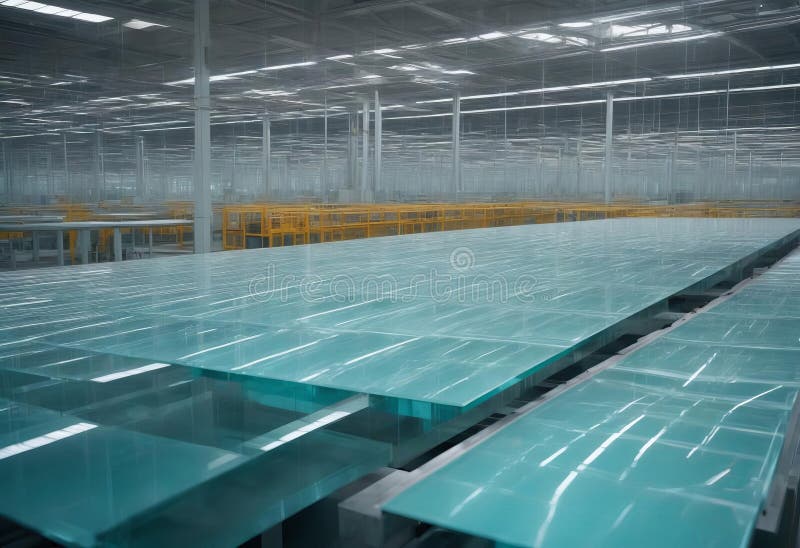 Rows of Tempered Clear Float Glass Panels Stock Illustration ...
