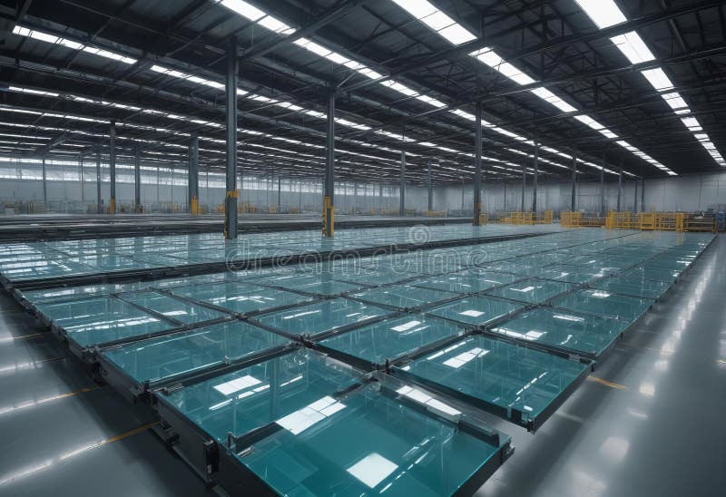 Rows of Tempered Clear Float Glass Panels Stock Illustration ...