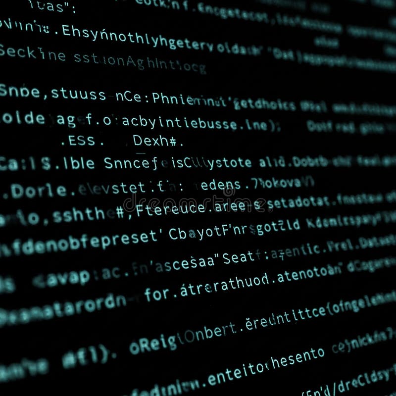 Rows of Text Resembling Computer Code are Displayed on a Dark ...