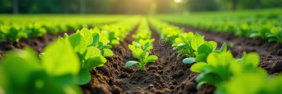 Rows of Thriving Plants with Drip Irrigation Lines Subtly Visible ...