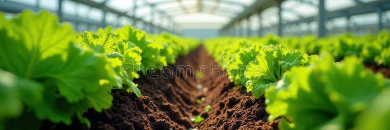 Rows of Thriving Vegetables in a Climate Controlled Indoor Farm ...
