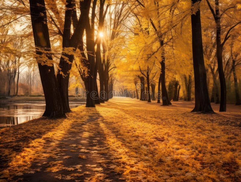 Rows of Trees Lining Long Empty Park Path or Footpath in the Autumn ... Rows of Trees Lining Long Empty Park Path or Footpath in the Autumn ...