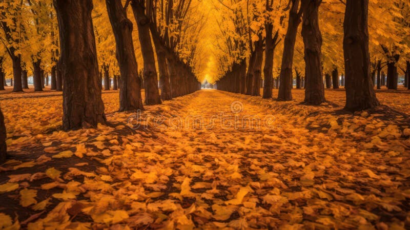 Rows of Trees Lining Long Empty Park Path or Footpath in the Autumn ... Rows of Trees Lining Long Empty Park Path or Footpath in the Autumn ...