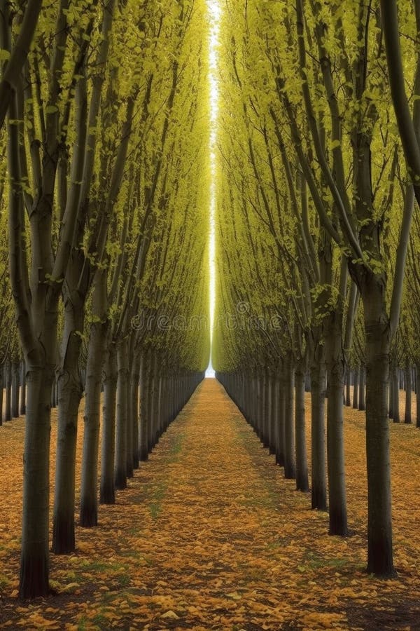 Rows of Trees in a Symmetrical Tree Plantation Stock Illustration ...