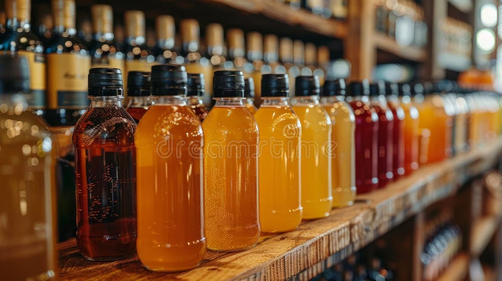 Rows of Various Beverages on Store Shelves. Stock Image - Image of ...
