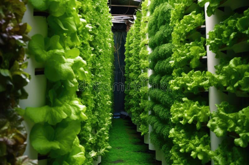 Rows of Vertical Hydroponic Farming Systems Stock Illustration ...