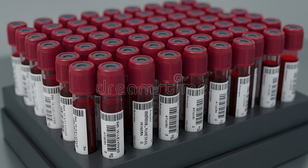 Blood Sample Vials in Tray: Medical Testing & Analysis for Research ...