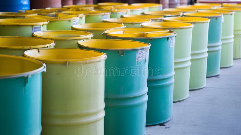 Colorful Industrial Barrels Arranged in a Warehouse Setting during ...